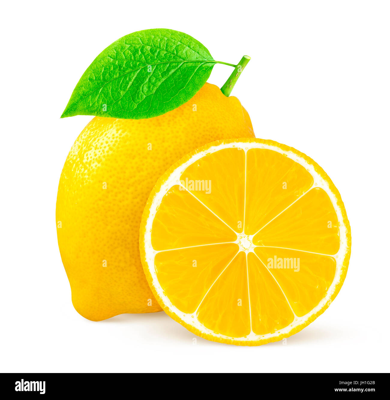 Lemon isolated. One whole lemon and half isolated on white background ...