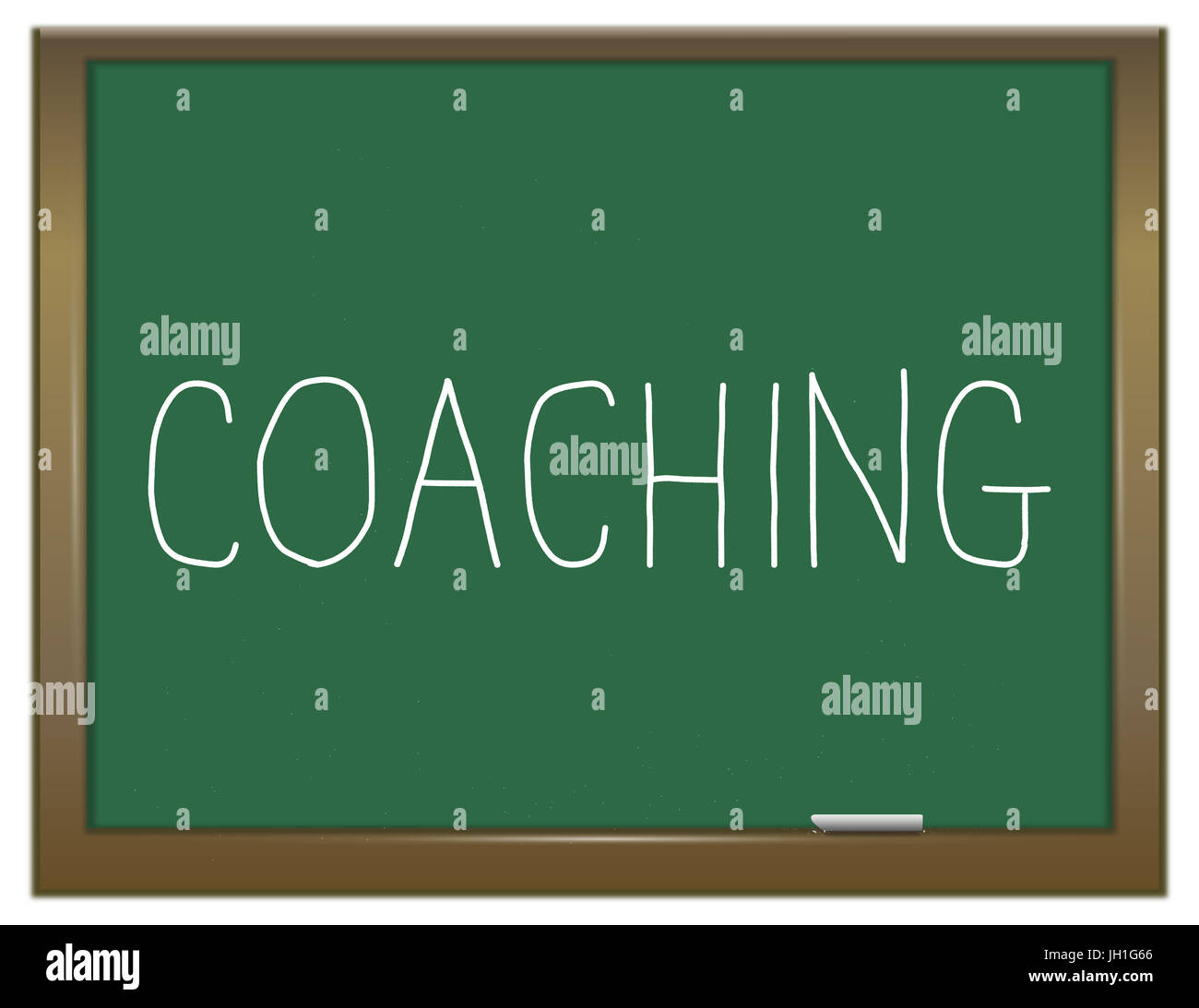 3d Illustration depicting a green chalkboard with a coaching concept ...