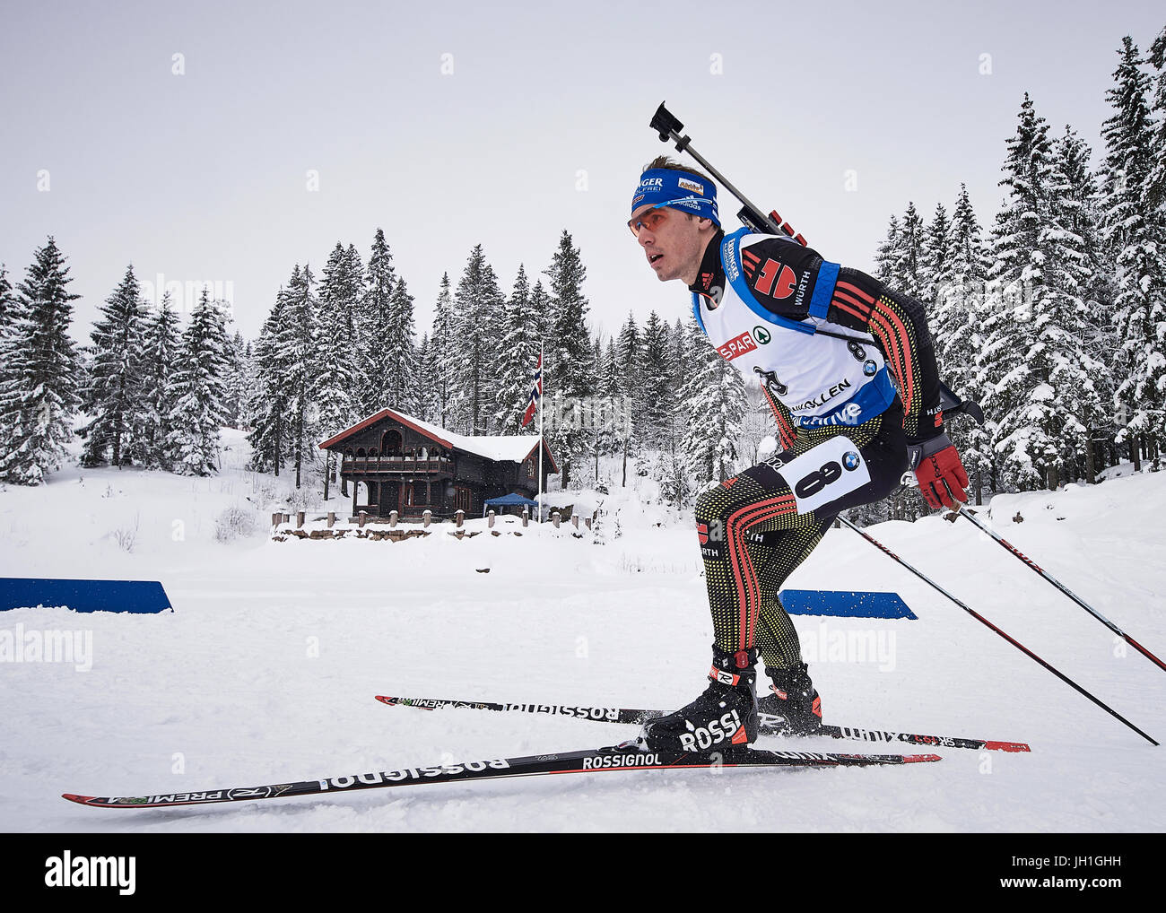 Simon Schempp of Germany during the men's pursuit race at the IBU ...