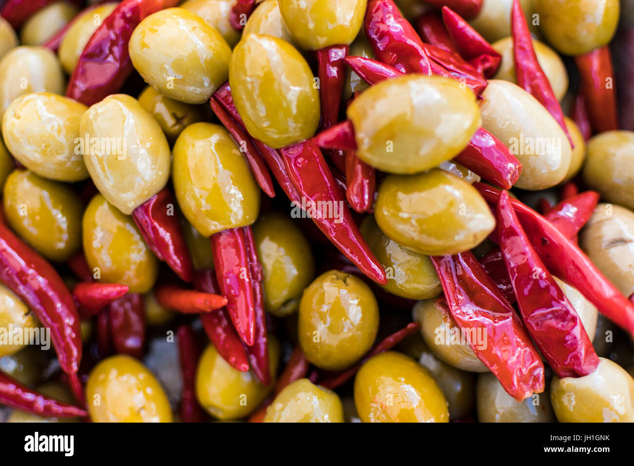 Olives with chillies hi-res stock photography and images - Alamy