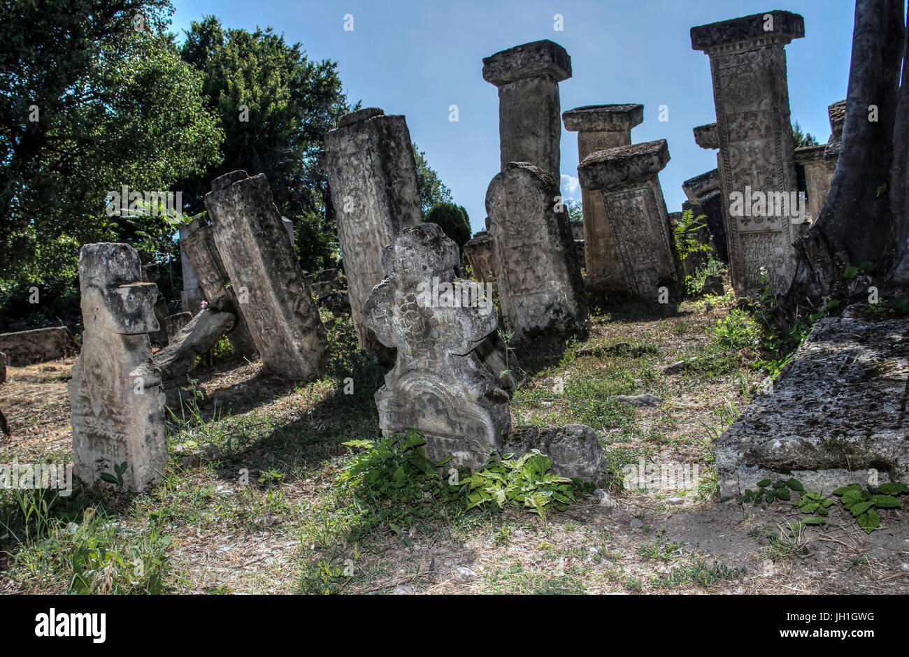 East Serbia - Tombstones at the Ancient Bogomil Cemetery Stock Photo ...