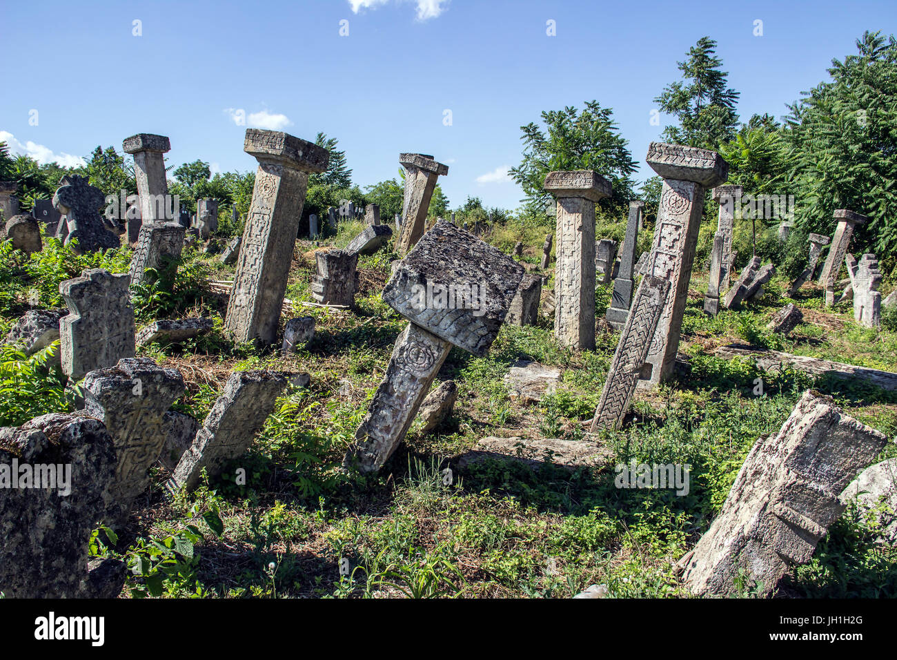 East Serbia - Tombstones at the Ancient Bogomil Cemetery Stock Photo ...