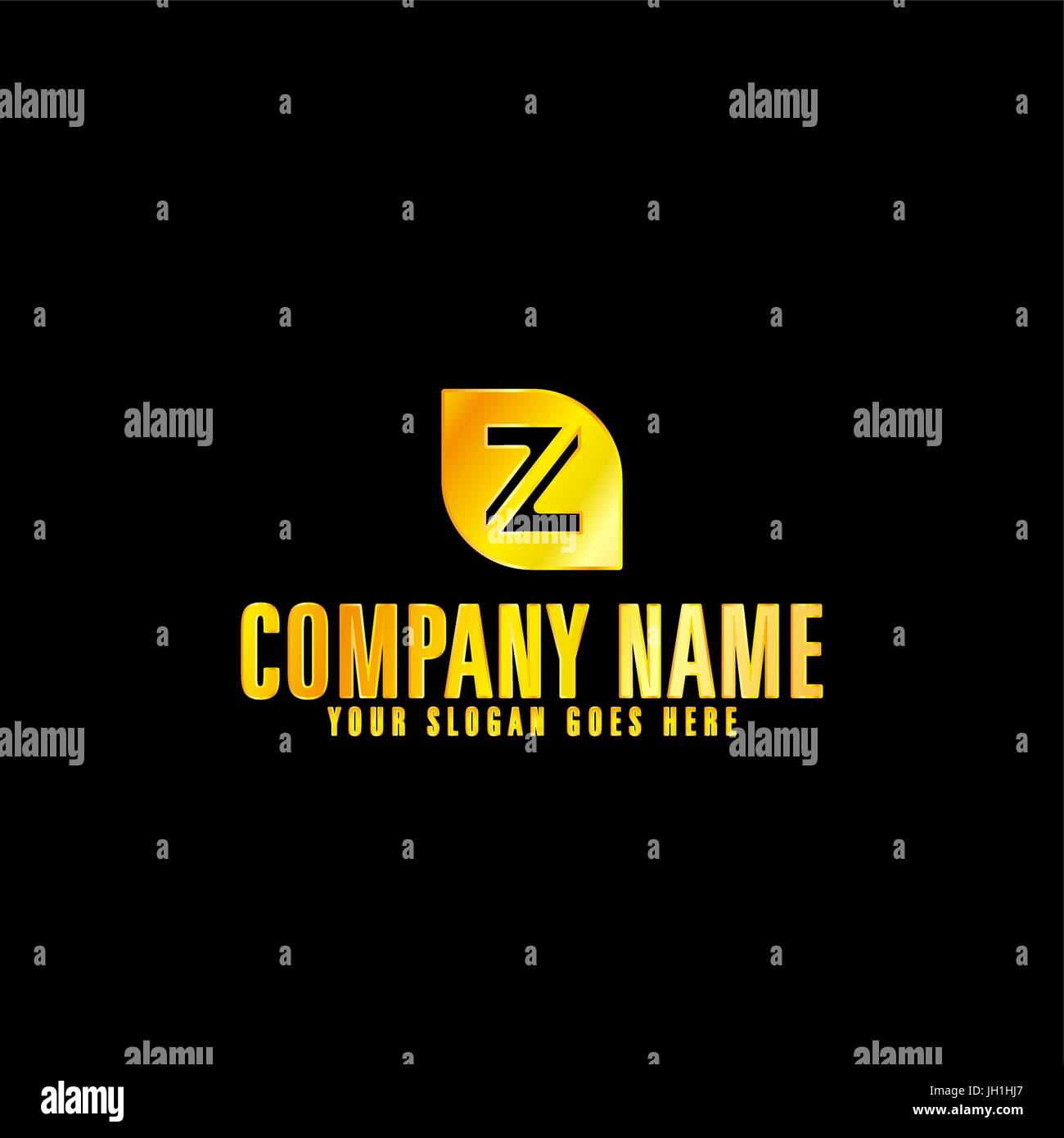 Golden Letter Z Emblem with Black Background, Vector, Illustration ...