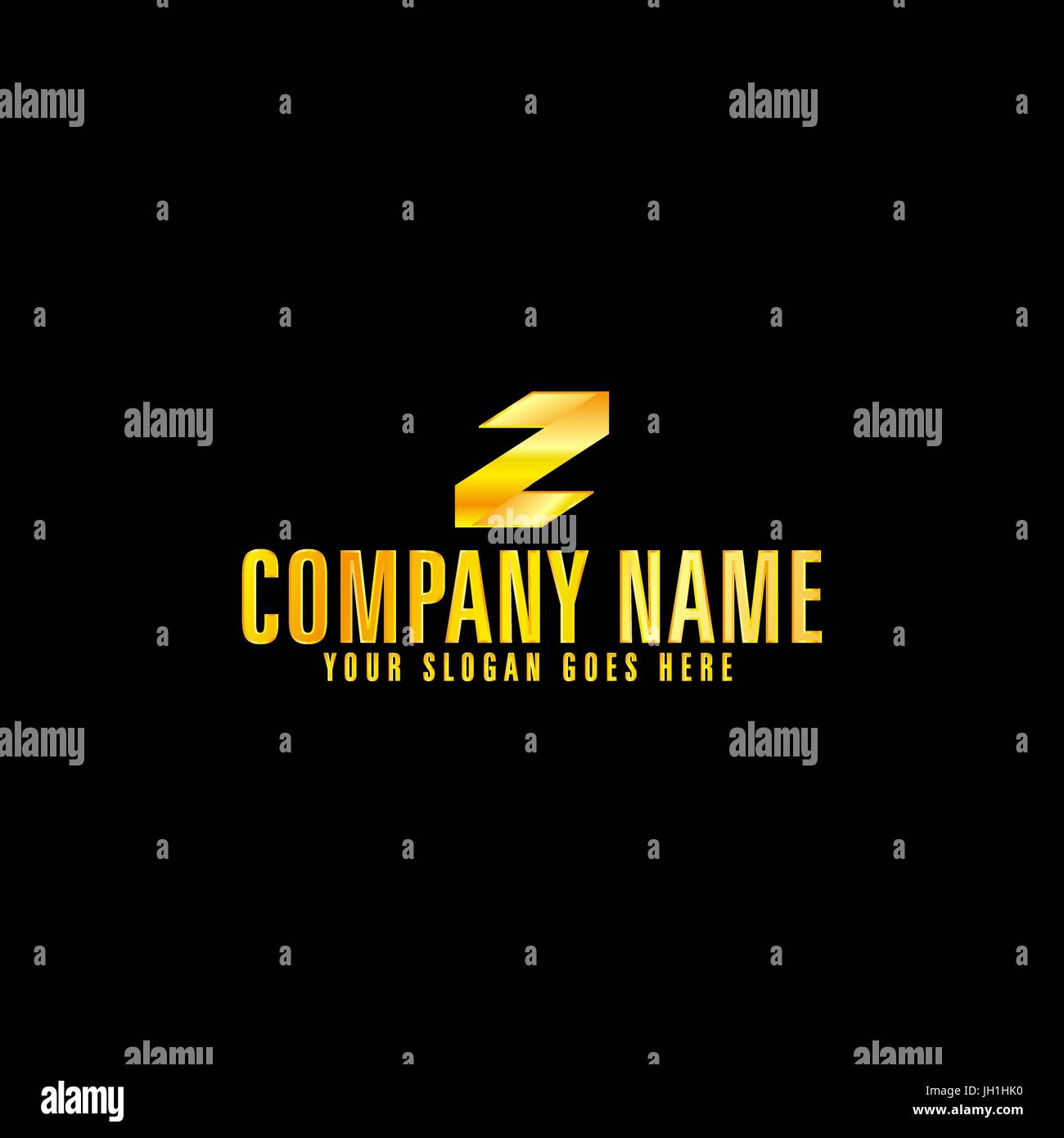 Golden Letter Z Emblem with Black Background, Vector, Illustration ...