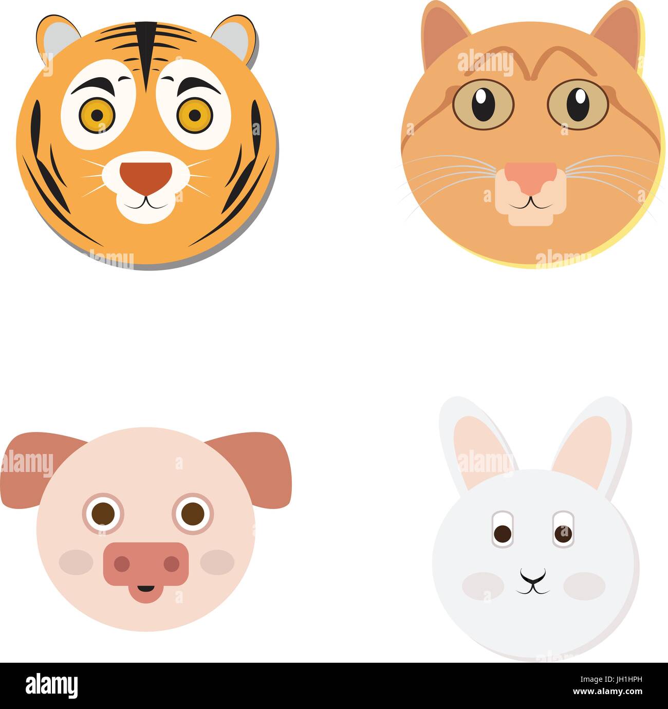 Set of animal faces Stock Vector Image & Art - Alamy