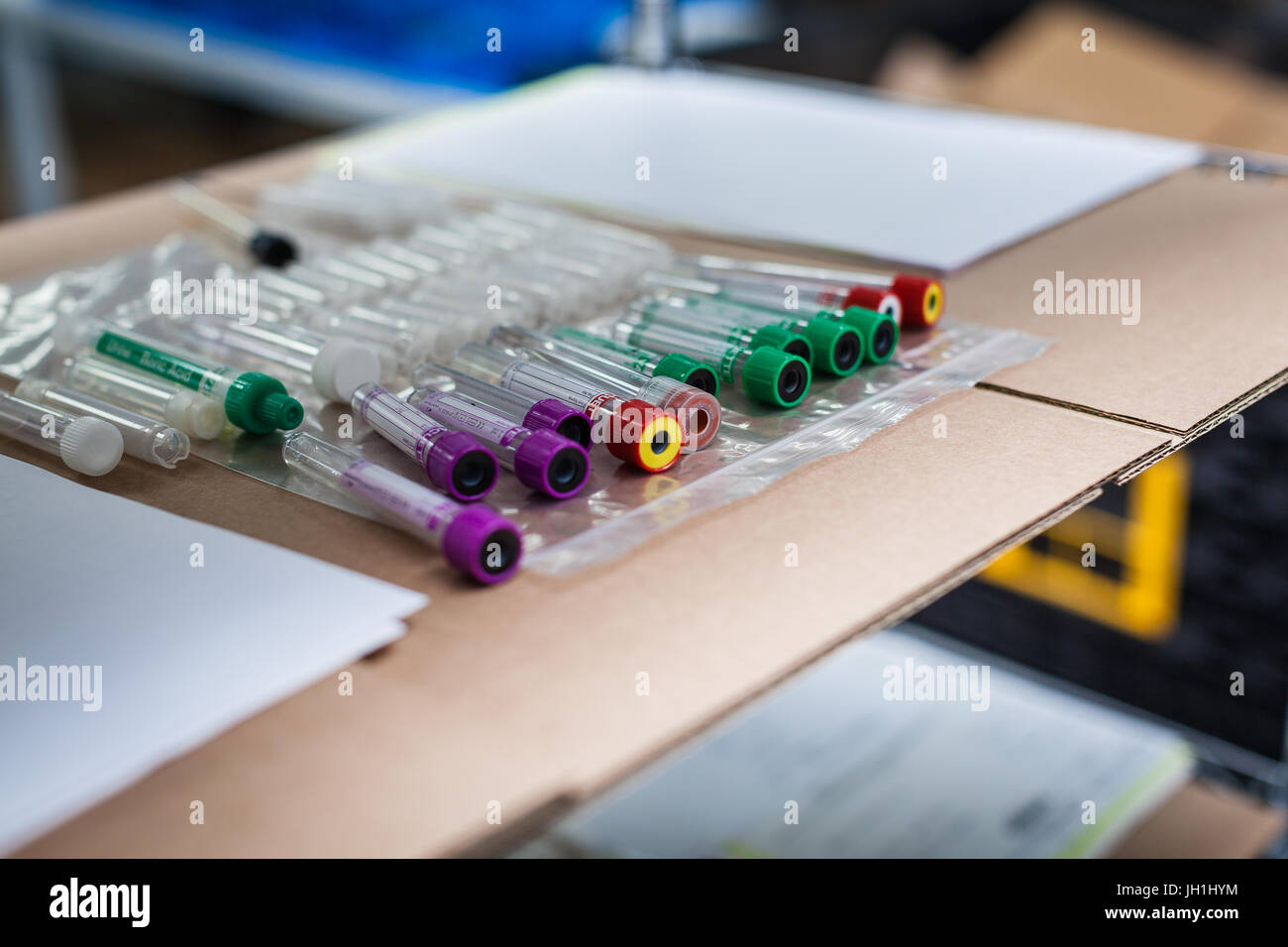 Blood testing kits ready to be used for test blood for a variety of ...