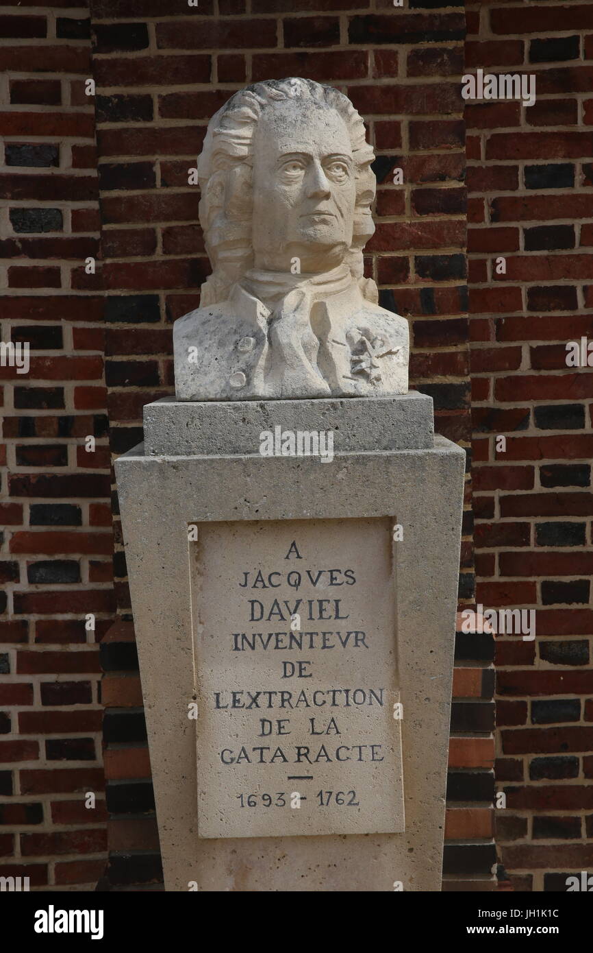 18th-century French surgeon Jacques Daviel bust in La Barre en Ouche ...