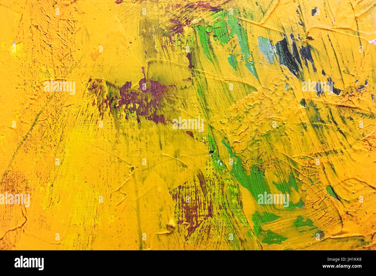 abstract hand painted yellow background with colorful brush strokes ...