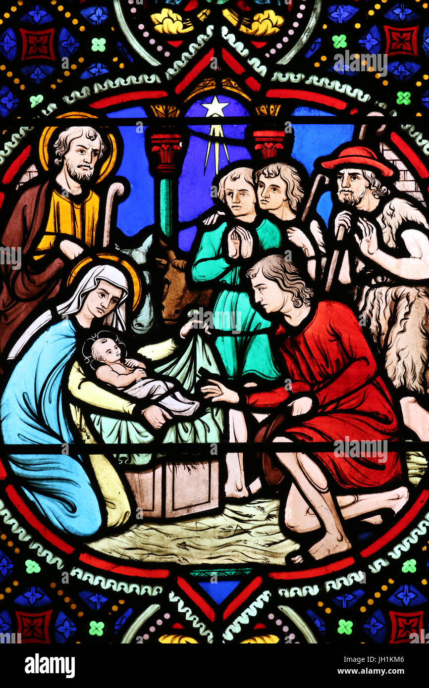 Stained stained glass nativity hi-res stock photography and images - Alamy