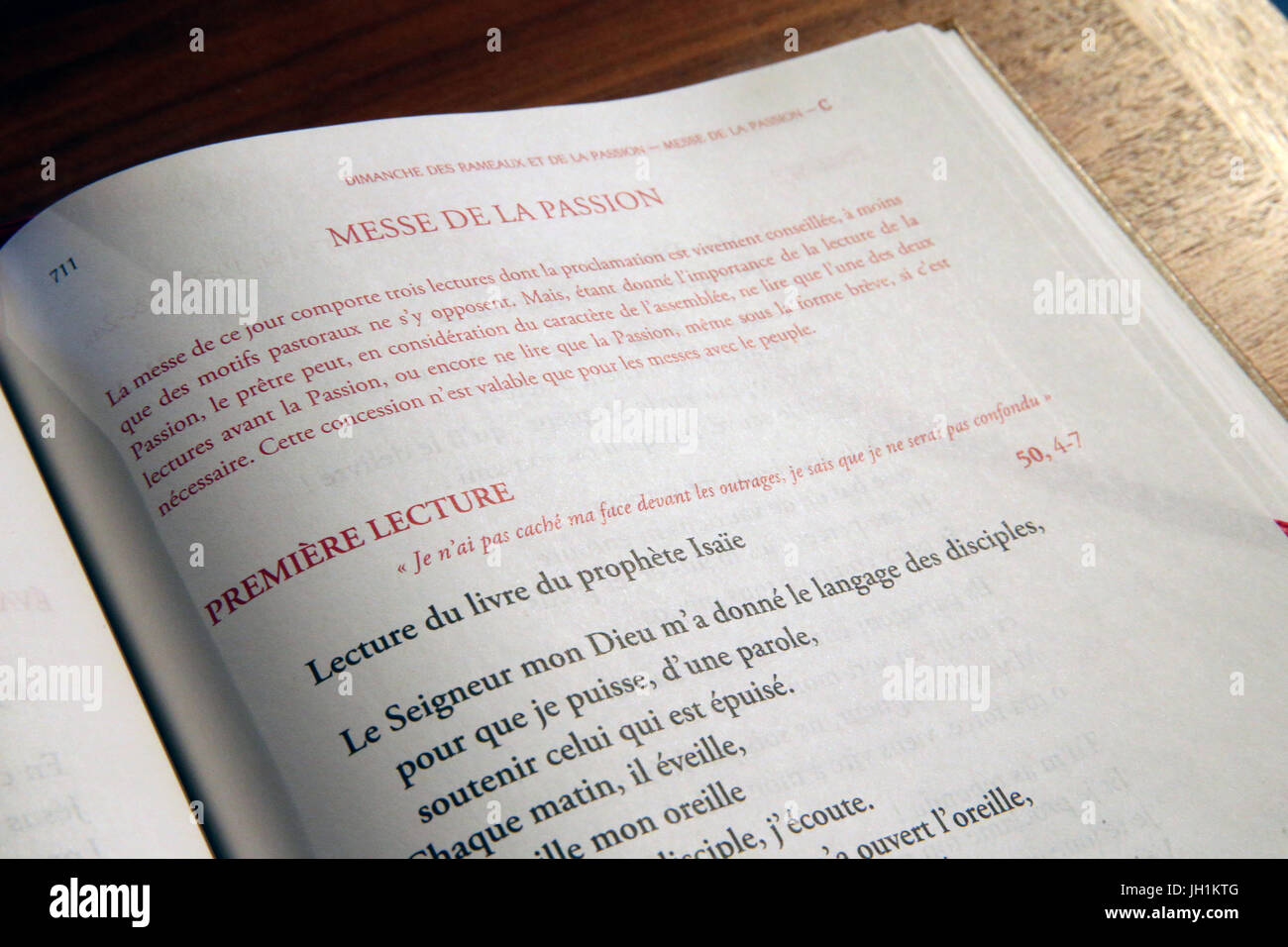 Catholic mass book. Sunday palm mass. France Stock Photo - Alamy