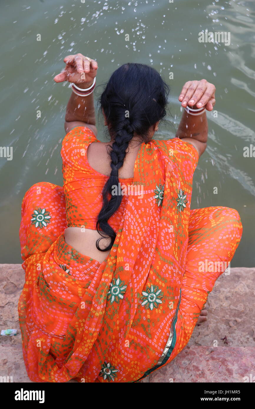 Ritual bath in Goverdan Radha Kund. India Stock Photo - Alamy