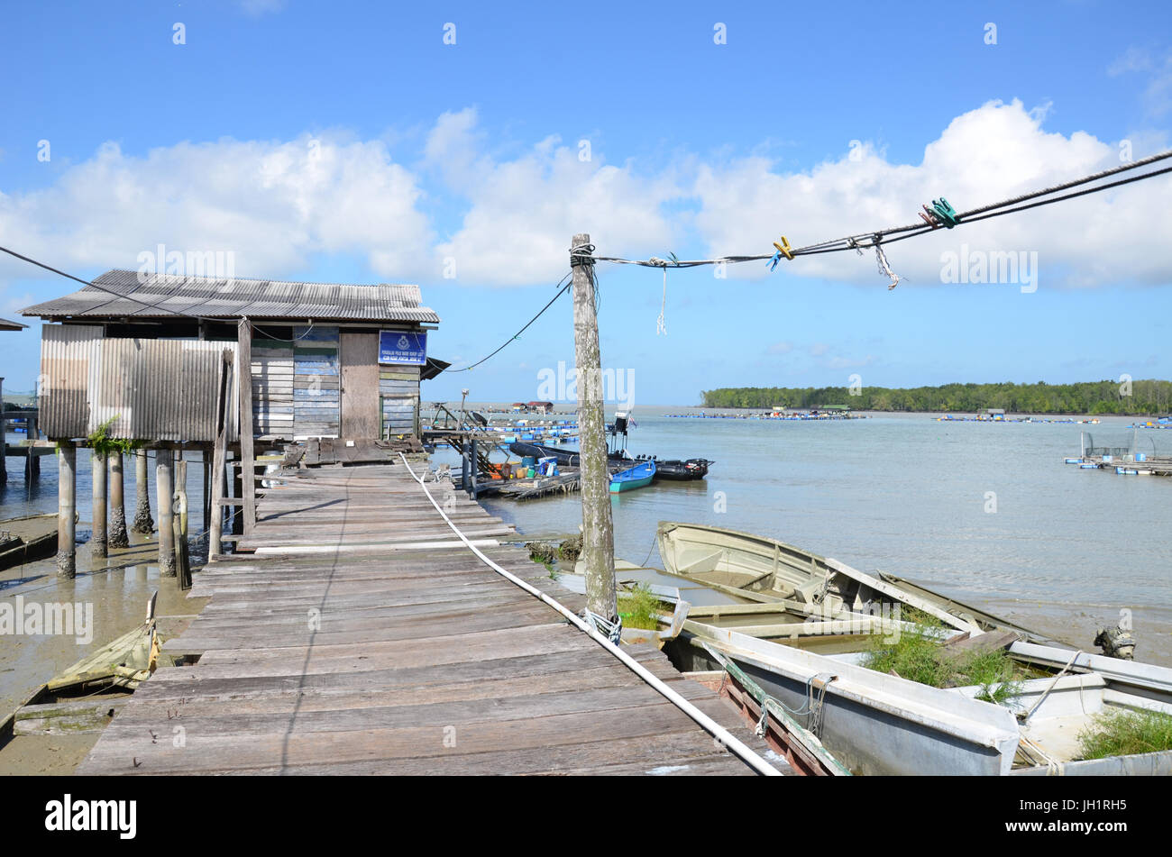 Scenic of Kukup village, a well known fishing village in Malaysia Stock ...