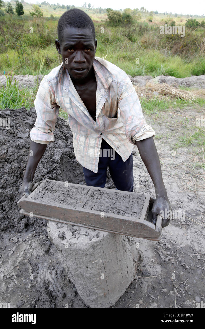 Brick factory financed by a loan from ENCOT microfinance. Uganda Stock ...