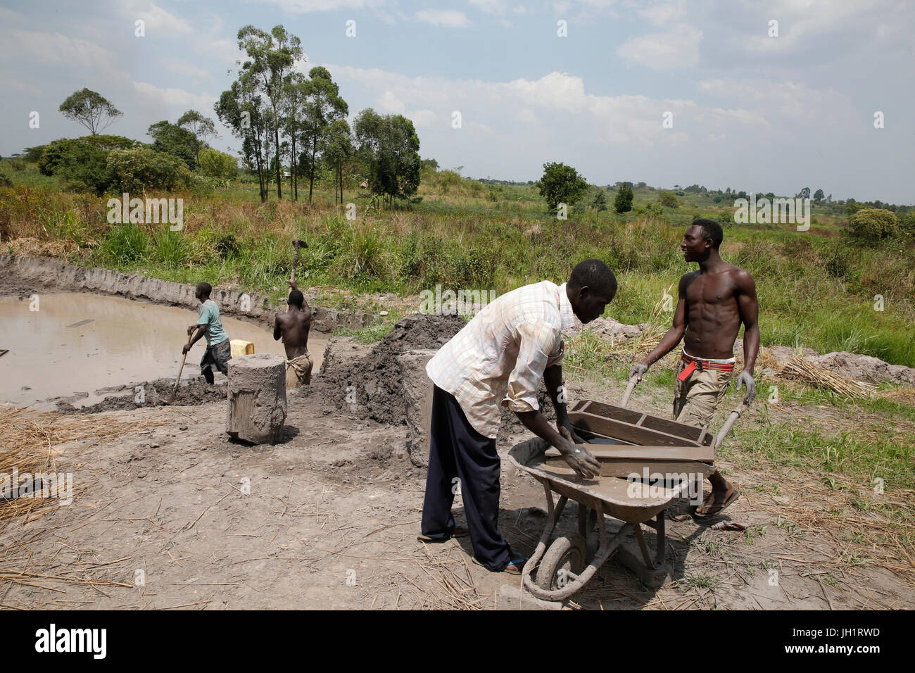 Brick factory financed by a loan from ENCOT microfinance. Uganda Stock ...