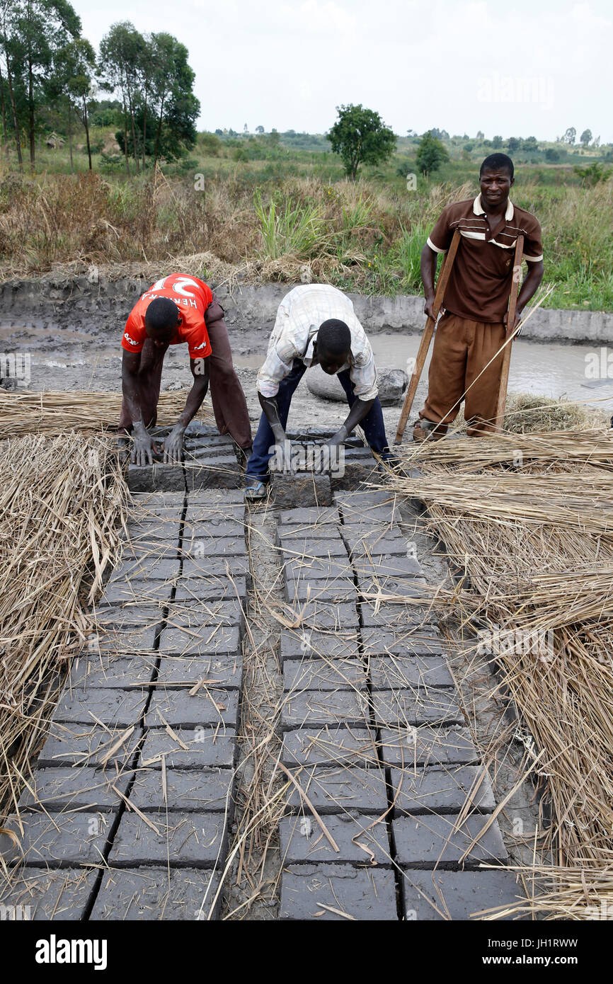 Brick factory financed by a loan from ENCOT microfinance. Uganda Stock ...