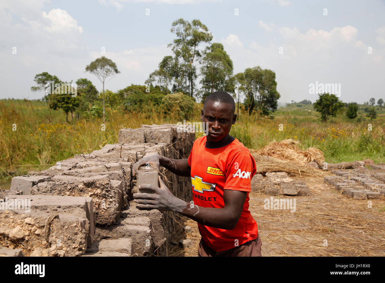 Brick factory financed by a loan from ENCOT microfinance. Uganda Stock ...