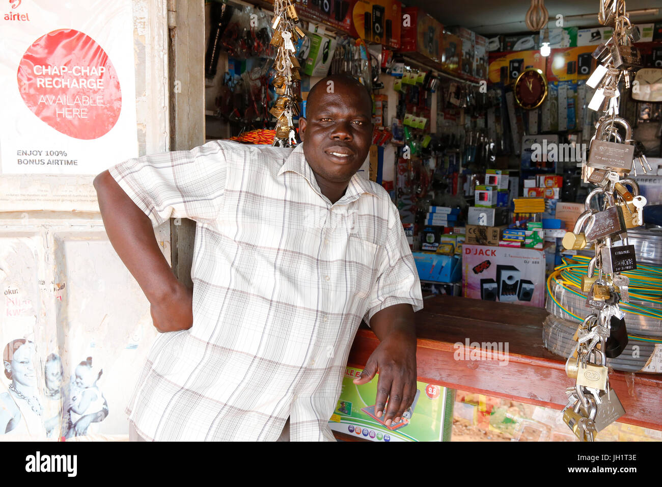 Jackson Oloya runs a shop in Bweyale. He is currently servicing his 4th ...