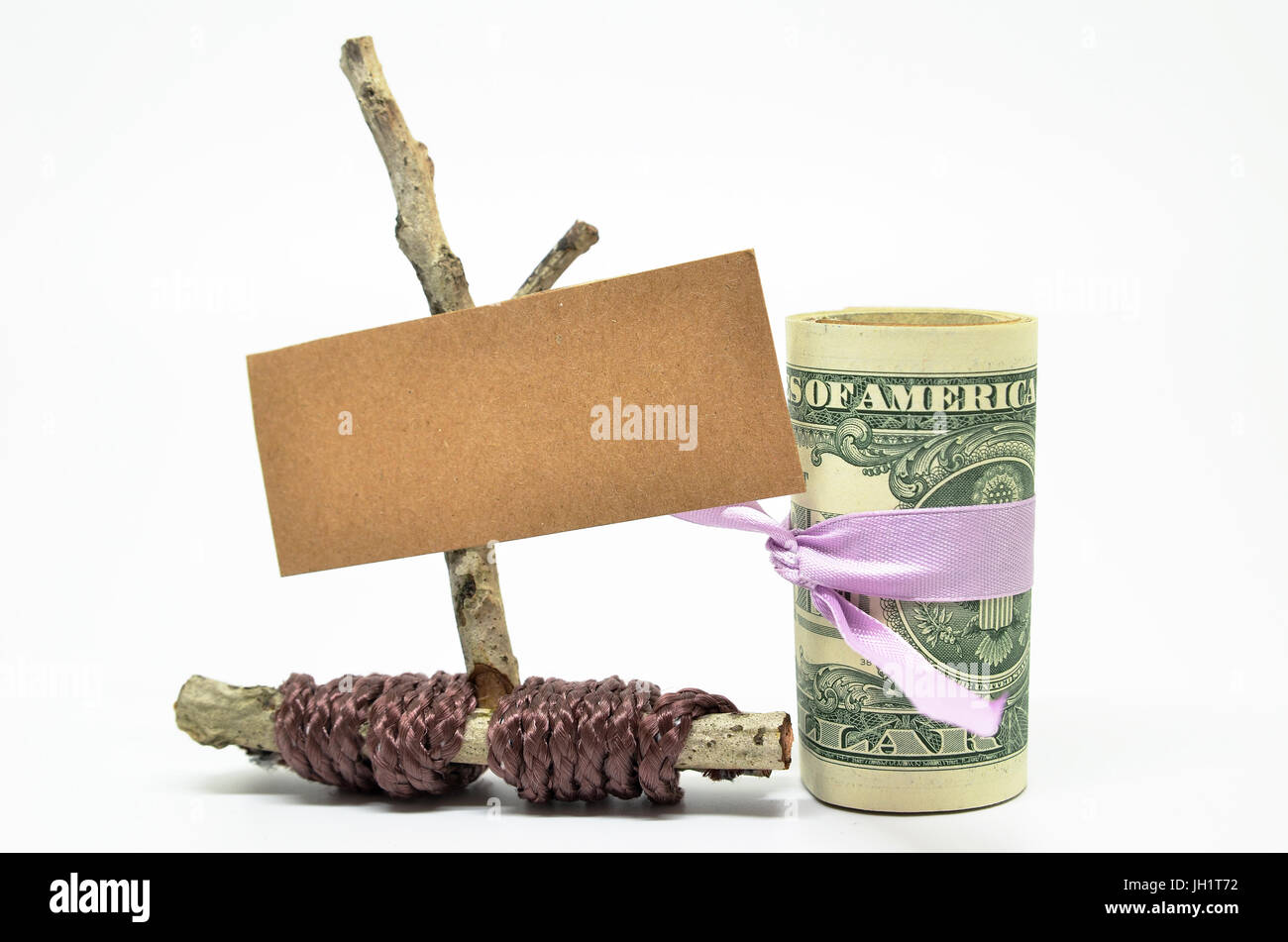 Paper sign board with US dollar on white background Stock Photo - Alamy