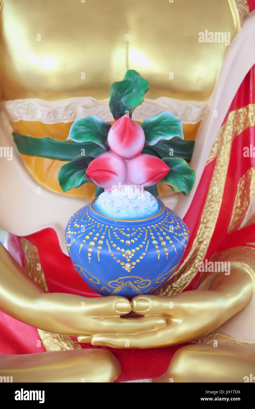 Golden Buddha statue. Mudra with lotus flowers. Vung Tau. Vietnam Stock ...