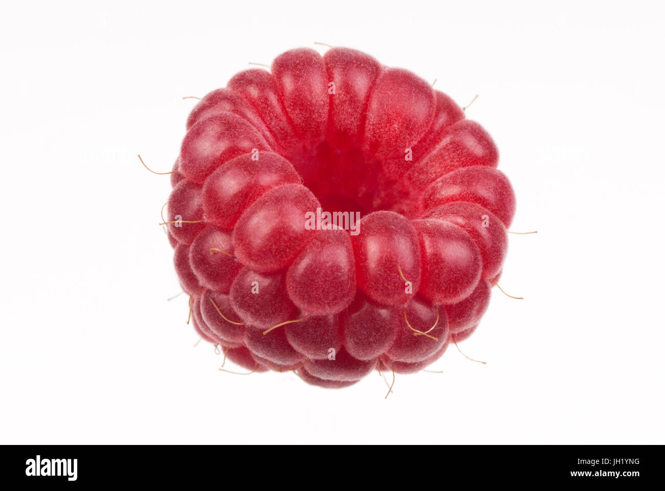 Single red raspberry isolated on white background. Studio shoot Stock ...