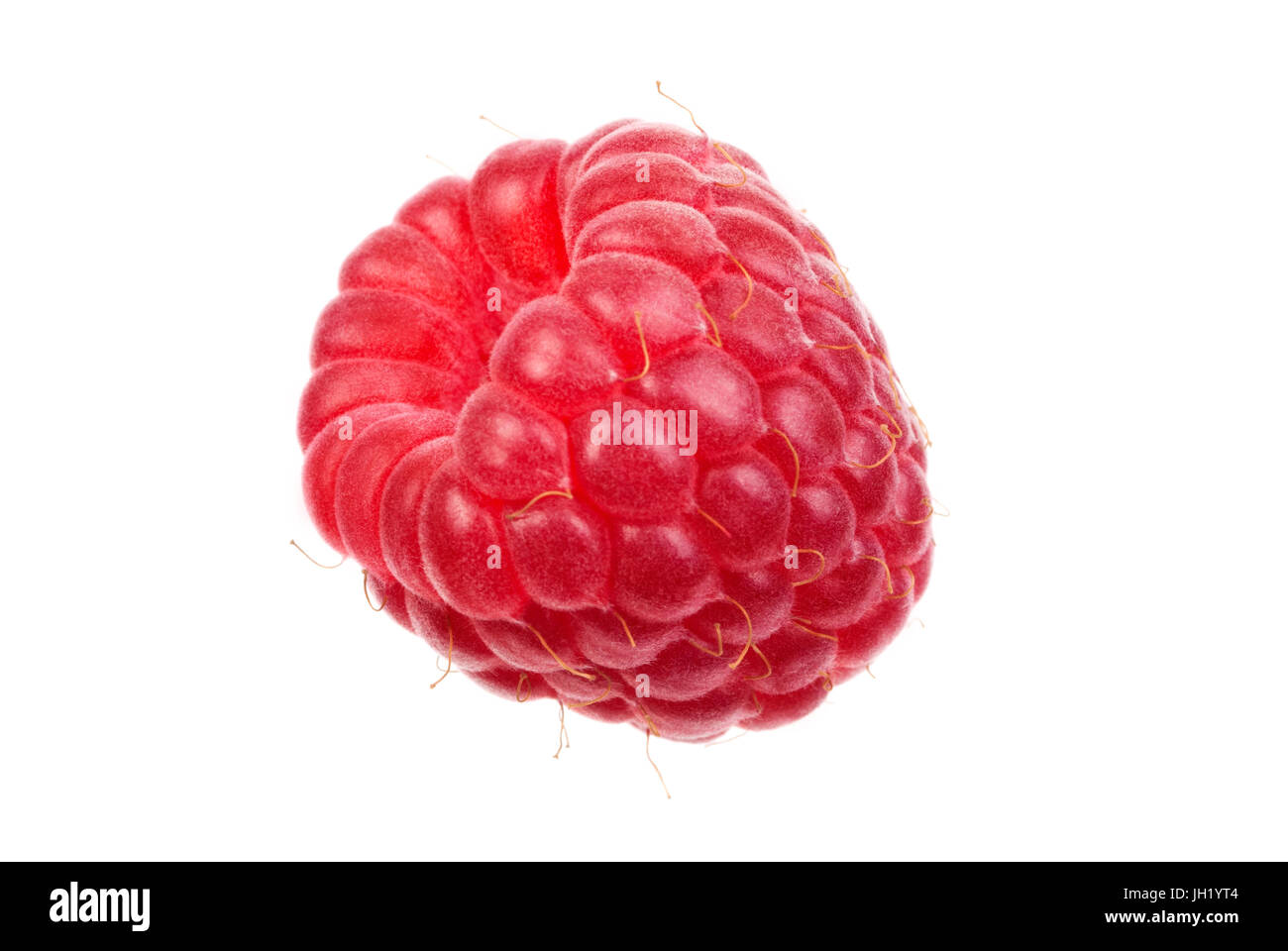 Single red raspberry isolated on white background. Studio shoot Stock ...