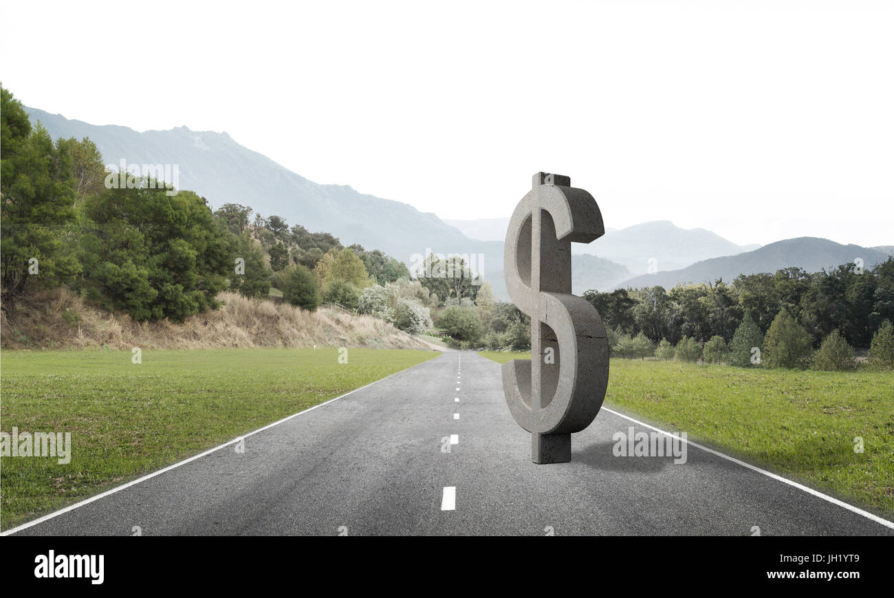 Money making and wealth concept presented by stone dollar symbol on ...