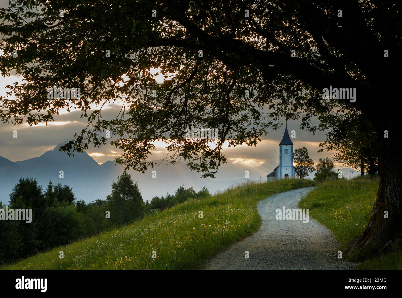 Jamnik church of Saints Primus and Felician, perched on a hill on the ...