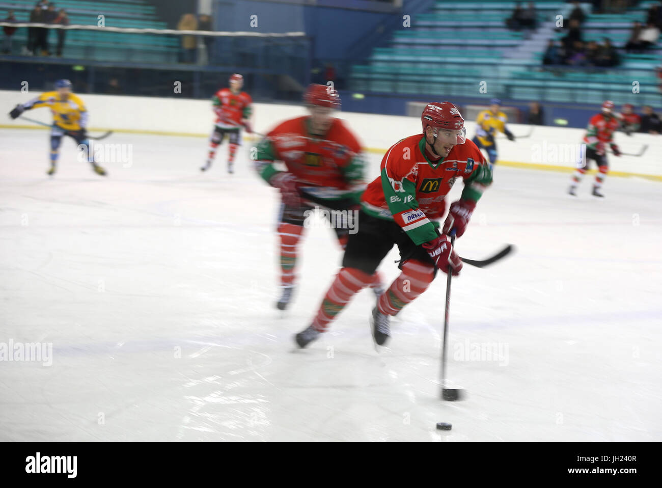 Ice Hockey match. Players in action. France Stock Photo - Alamy