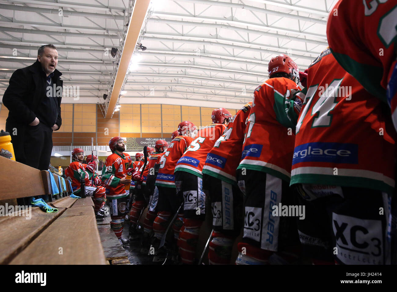 Ice Hockey match. Coach. France Stock Photo - Alamy