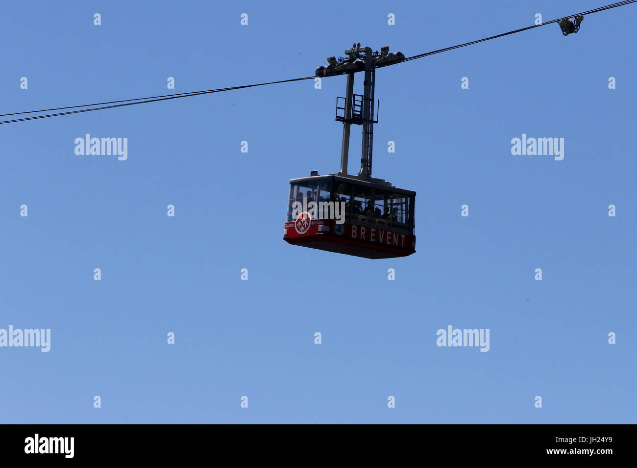 French Alps. Mont Blanc Massif. Gondola cable car at the Brevent ...