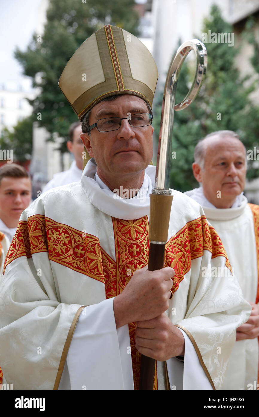 Deacon ordinations in Notre Dame du Travail church, Paris. Procession ...