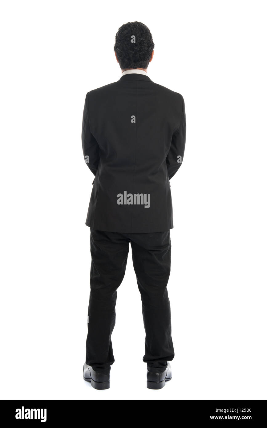 Full body back view of young Southeast Asian businessman standing ...