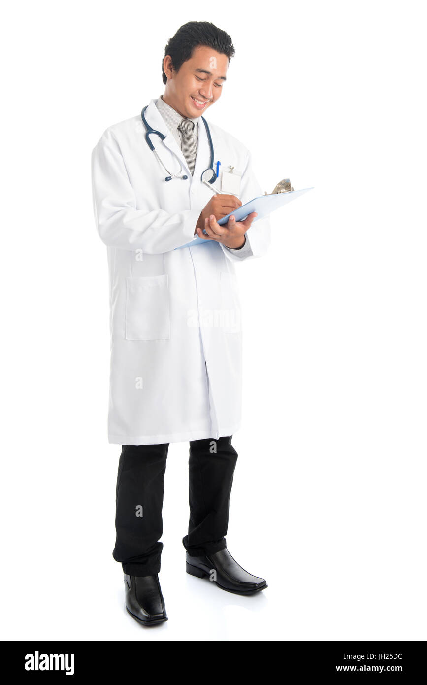 Full length attractive young male Southeast Asian medical doctor ...