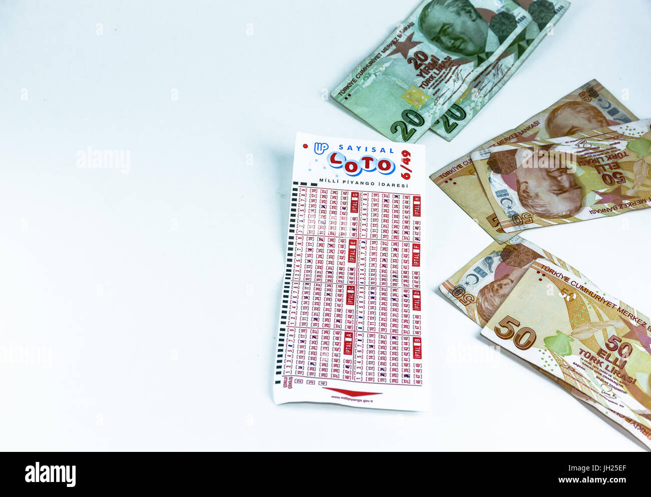 Lottery ticket and Turkish Money Stock Photo - Alamy