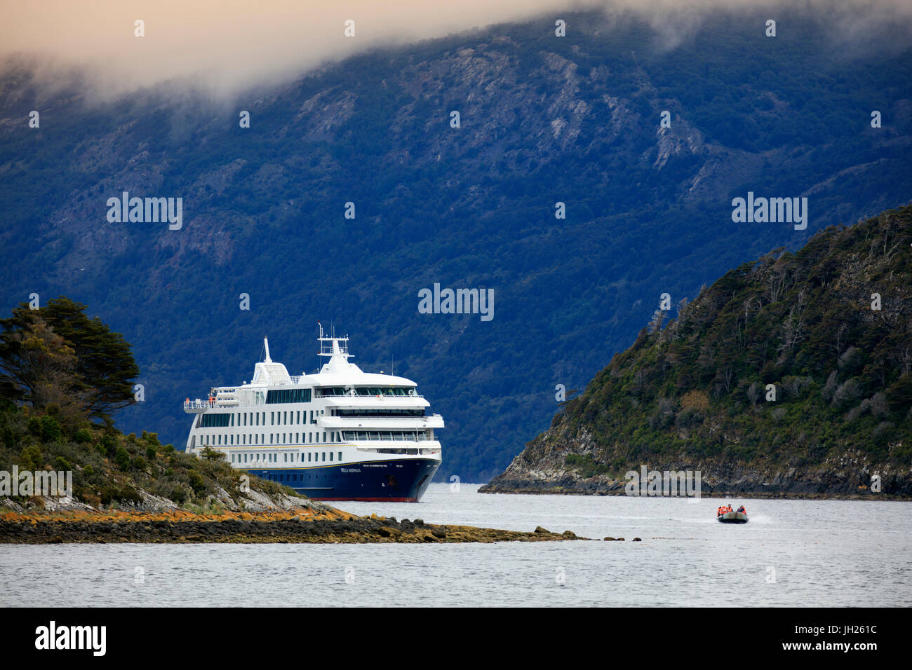The Stella Australis cruise ship in the Beagle Channel, Patagonia ...