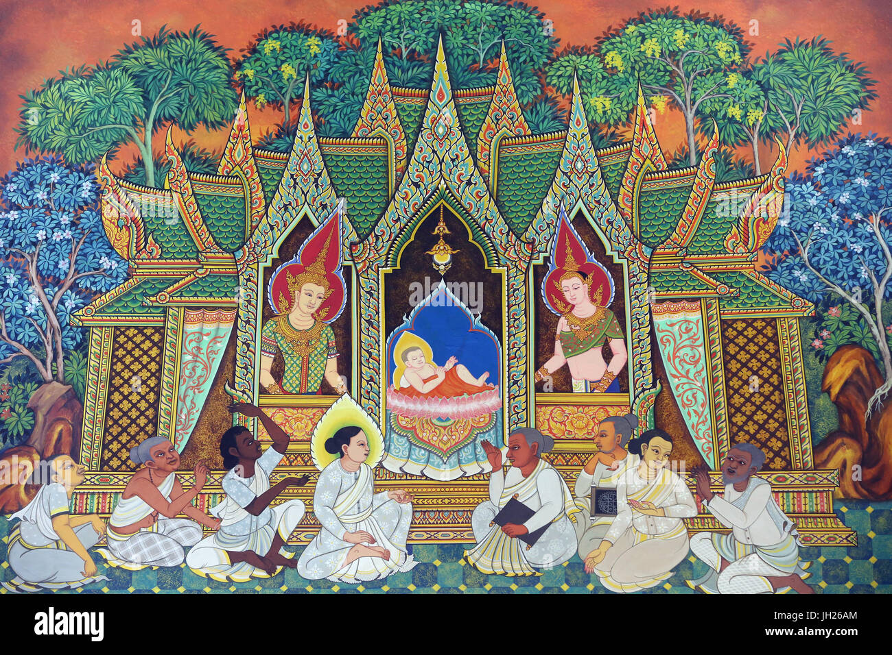 Wat Ananda Metyarama Thai Buddhist Temple. Birth of Siddhartha Gautama ...