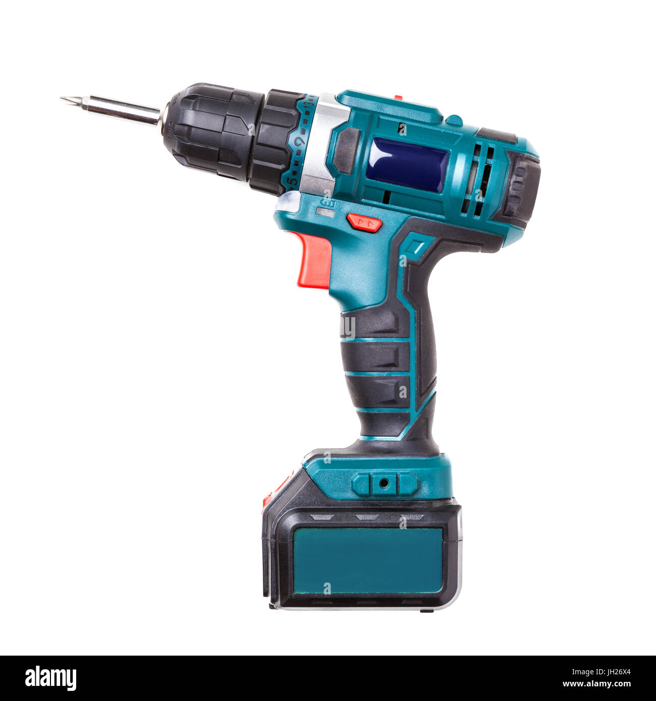 Top view of electric screwdriver isolated on white background Stock ...