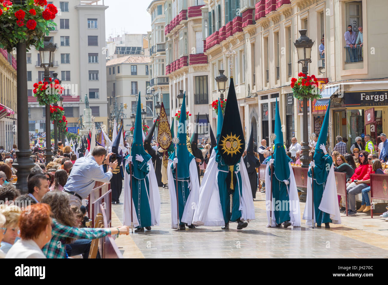 Locals taking part in the Resurrection Parade on Easter Sunday, Malaga ...