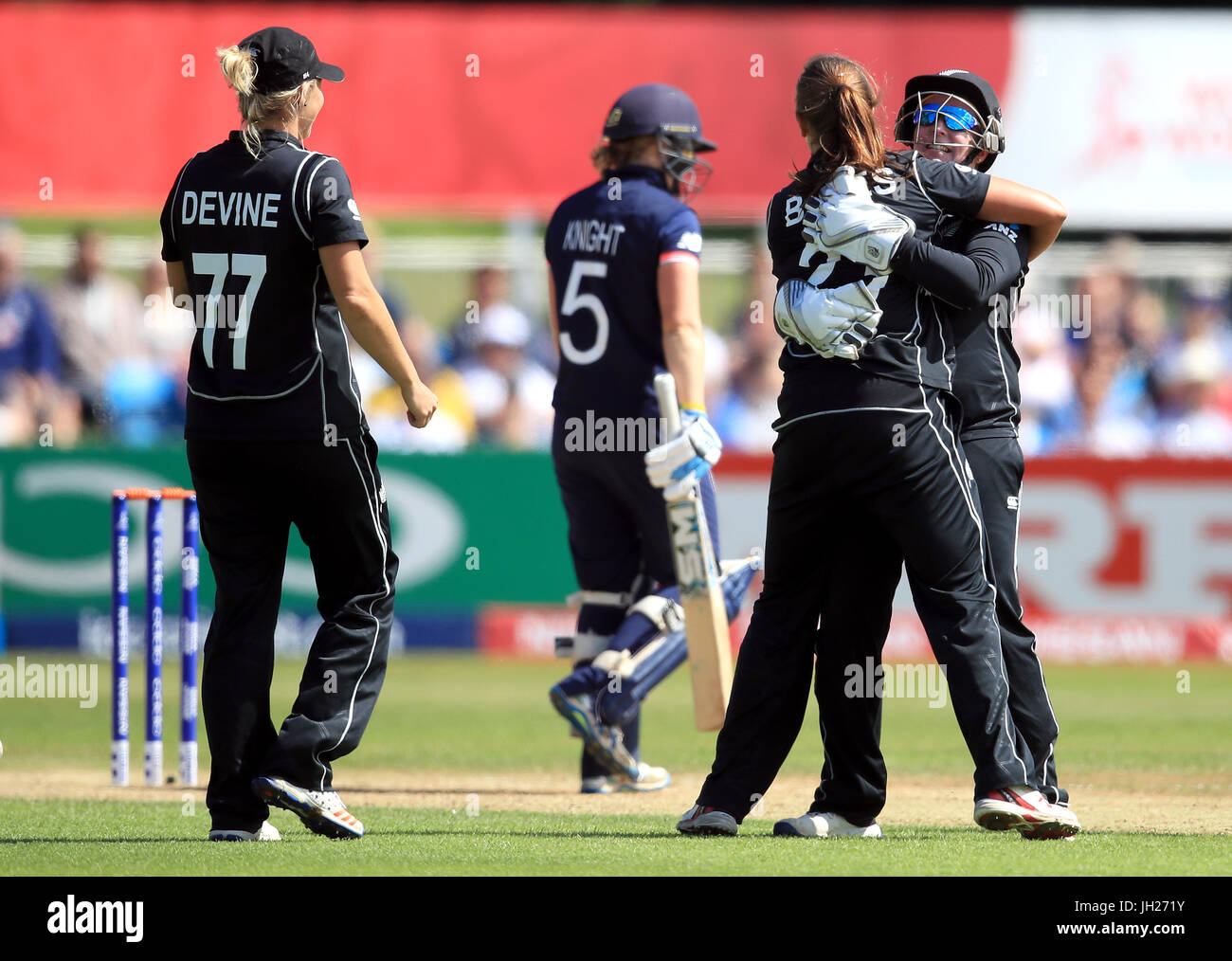 New Zealand players Suzie Bates (second right) and Rachel Priest (right ...