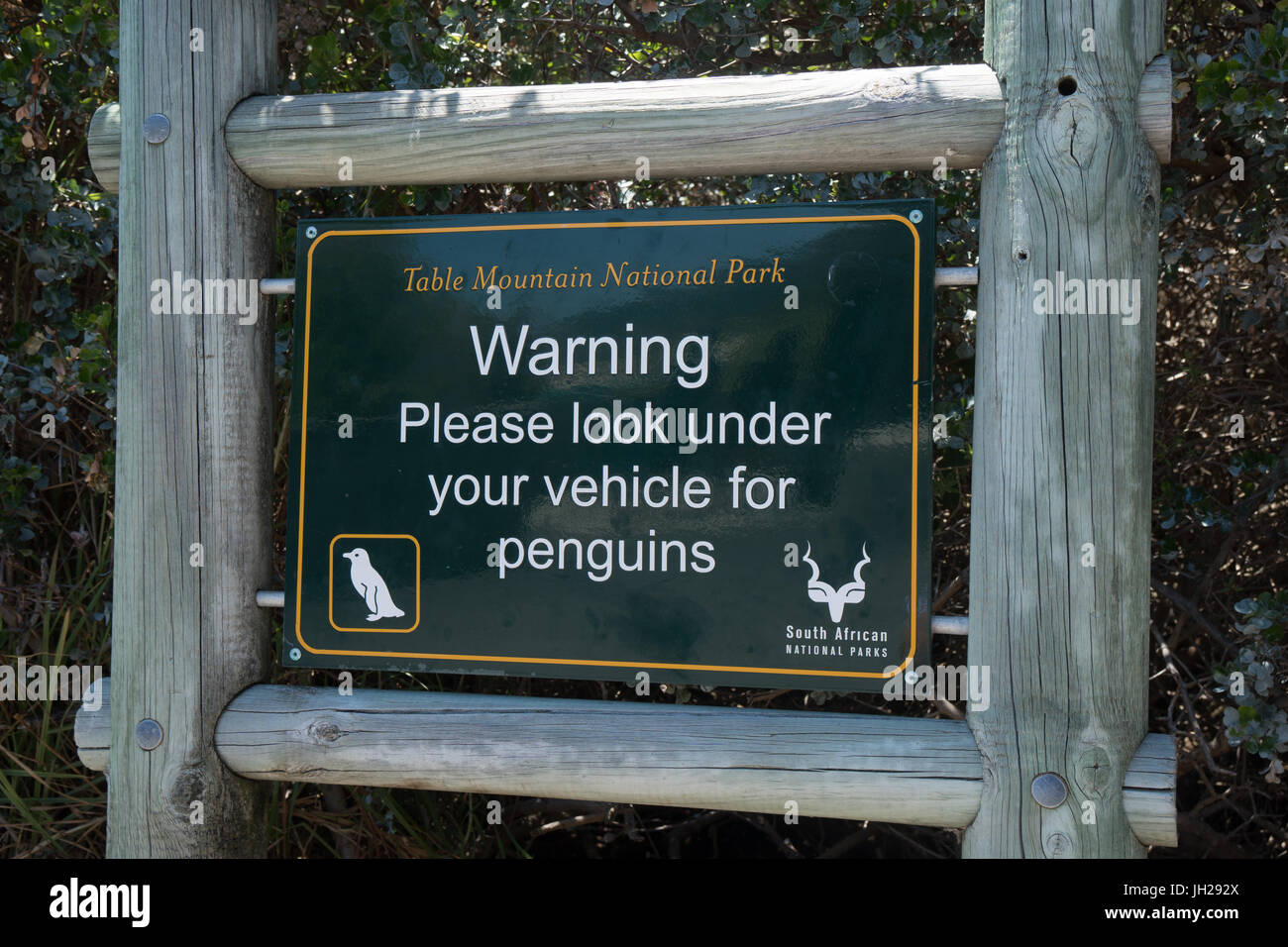 Warning sign boulders beach penguin hi-res stock photography and images ...