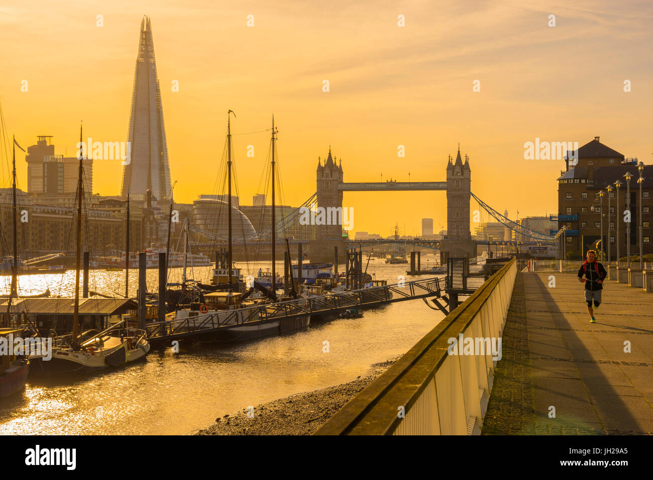 The Shard and Tower Bridge over River Thames, London, England, United ...
