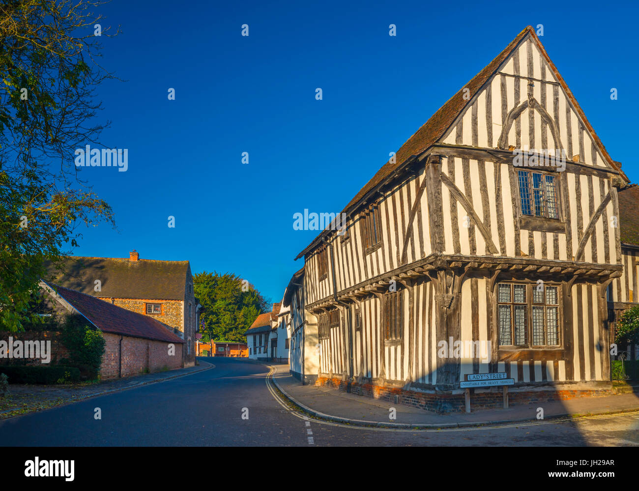 Corner of Water Street and Lady Street, Lavenham, Suffolk, England ...