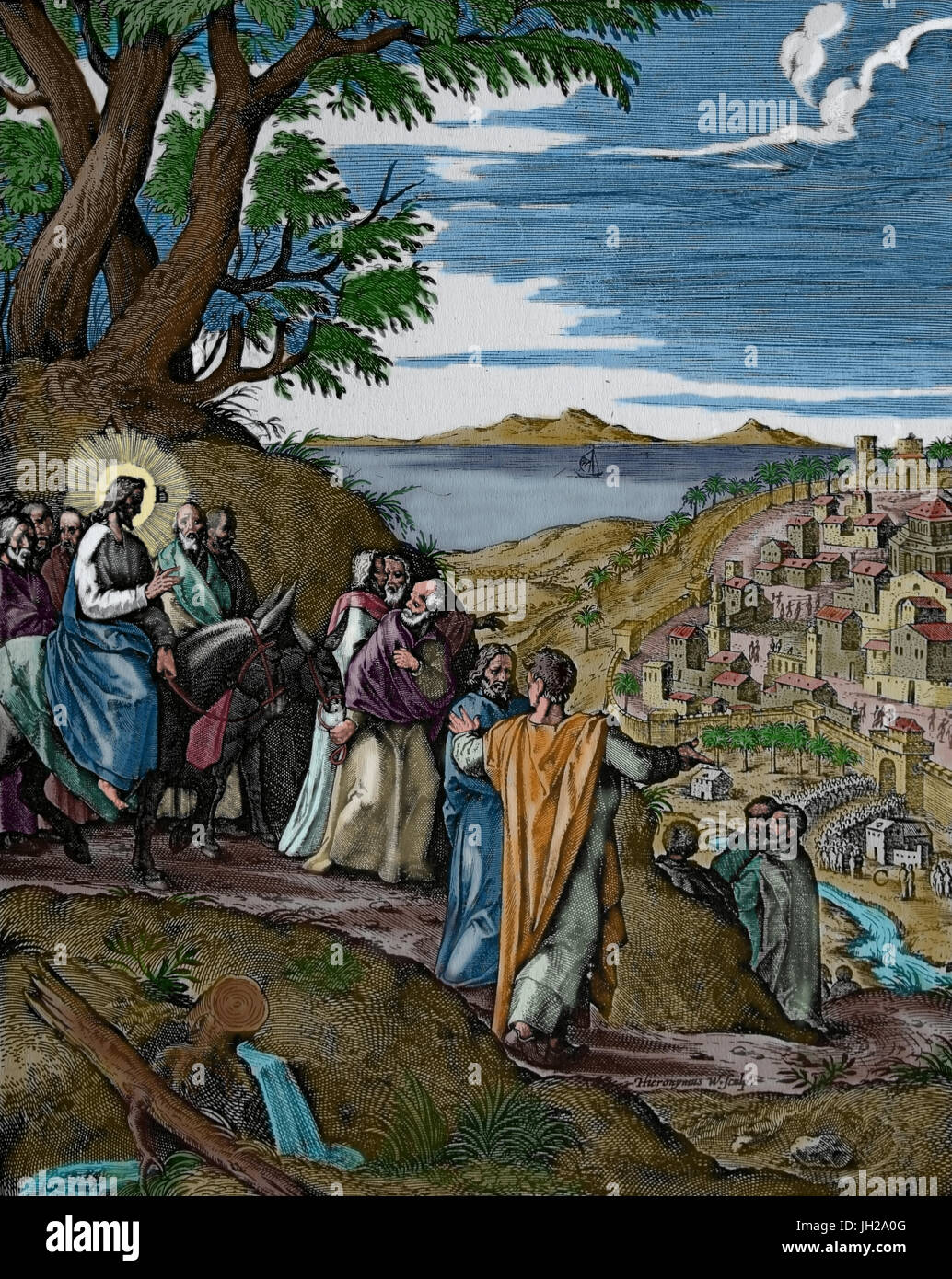 The solemn entrance to the city of Jerusalem. Gospel ilustration by ...