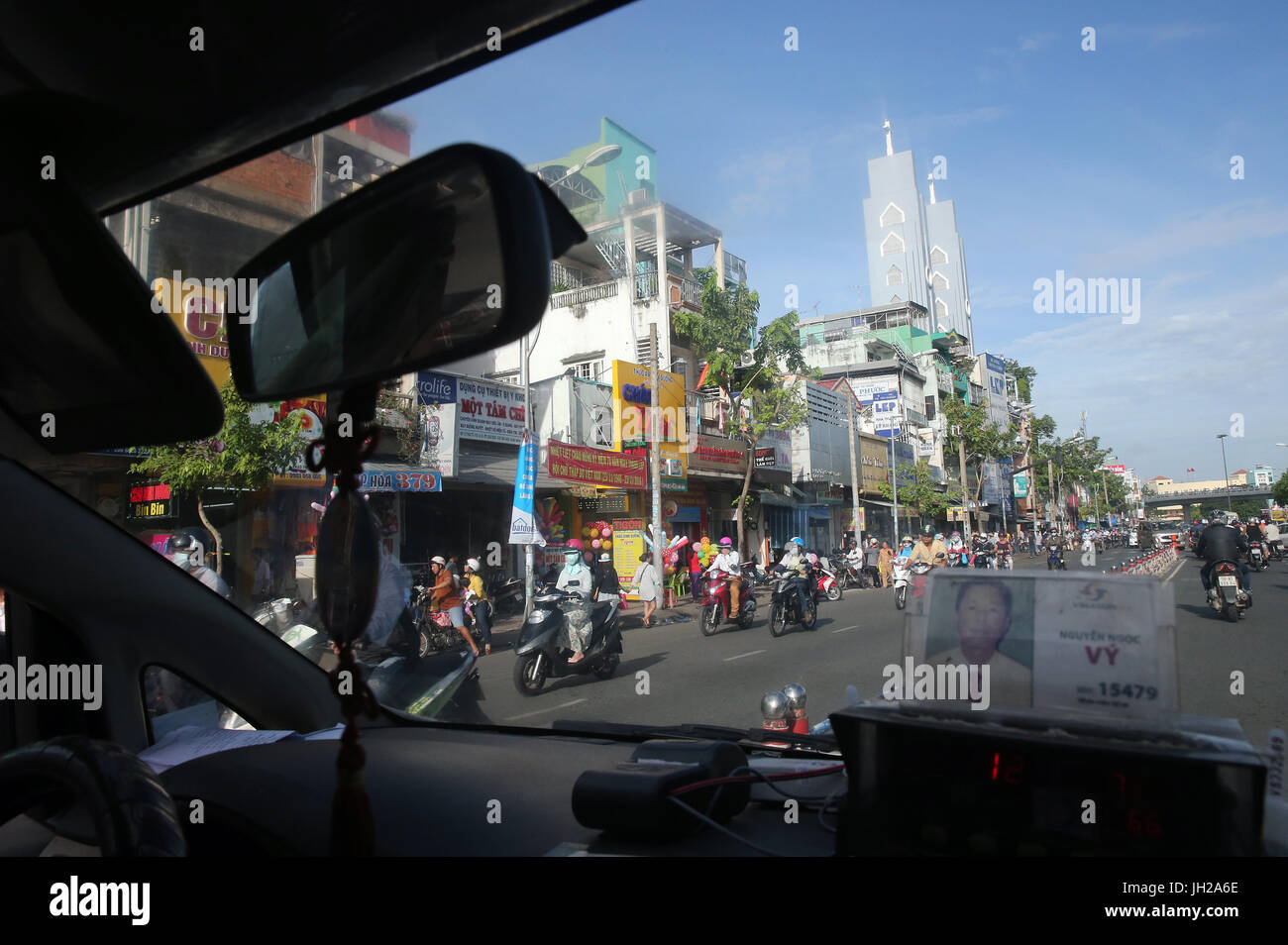 Inside a taxi. Saigon street. Ho Chi Minh City. Vietnam Stock Photo - Alamy