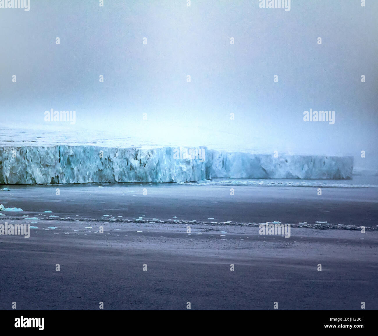 Terra deadly (completely devoid of life). 40-metres wall of glacier ...