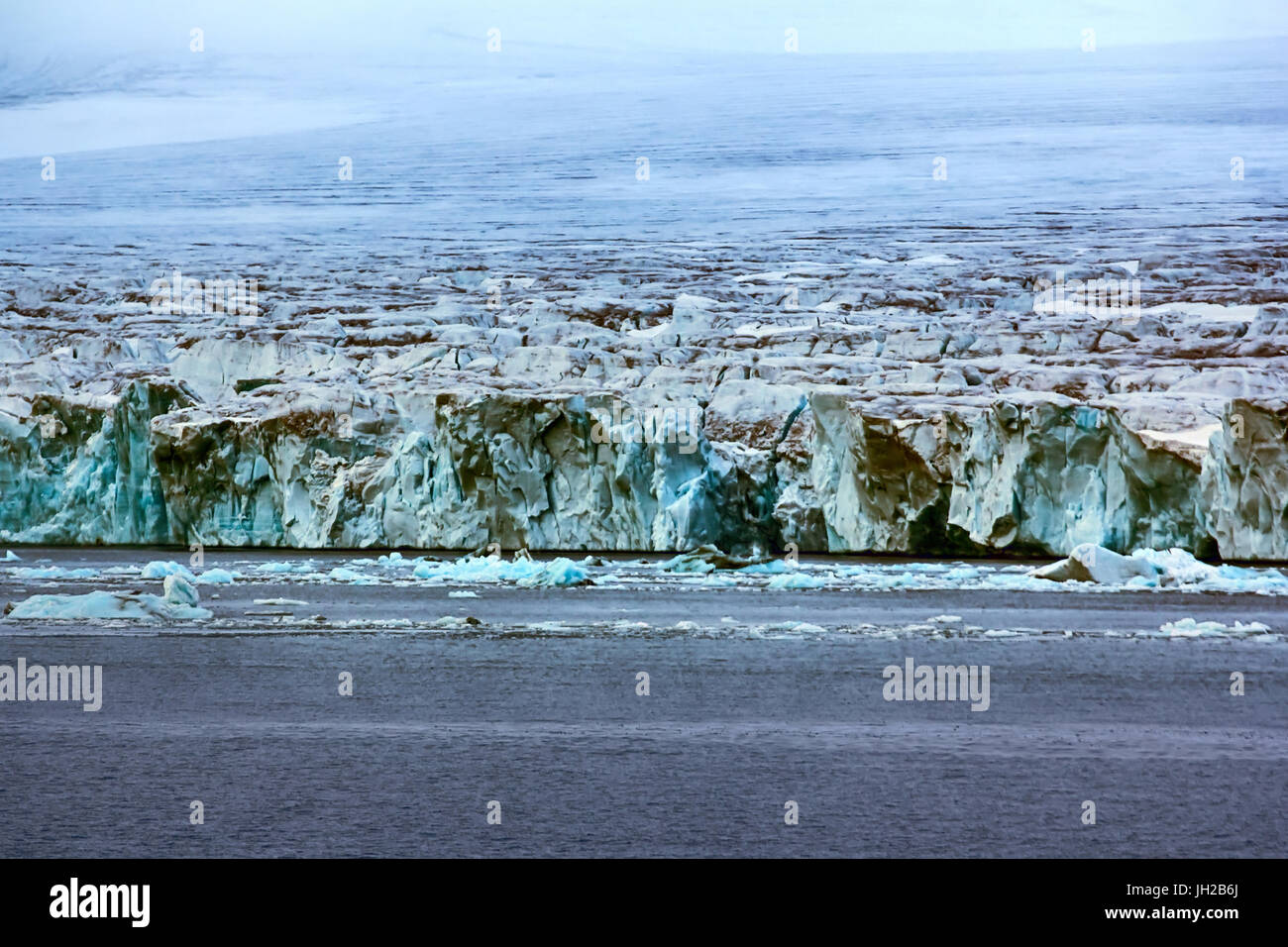 Terra deadly (completely devoid of life). 40-metres wall of glacier ...