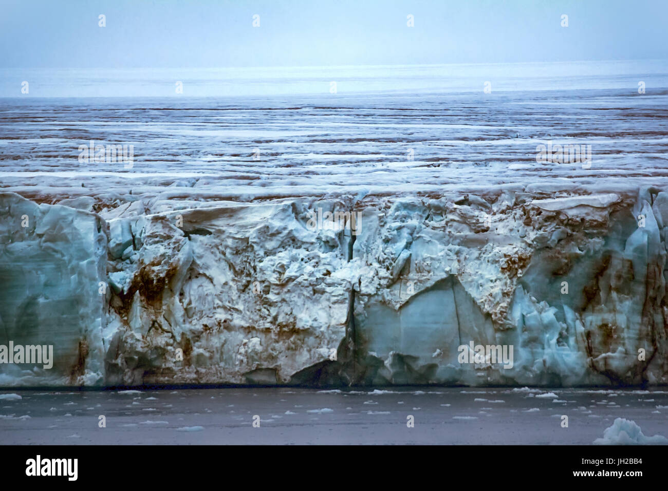 Terra deadly (completely devoid of life). 40-metres wall of glacier ...