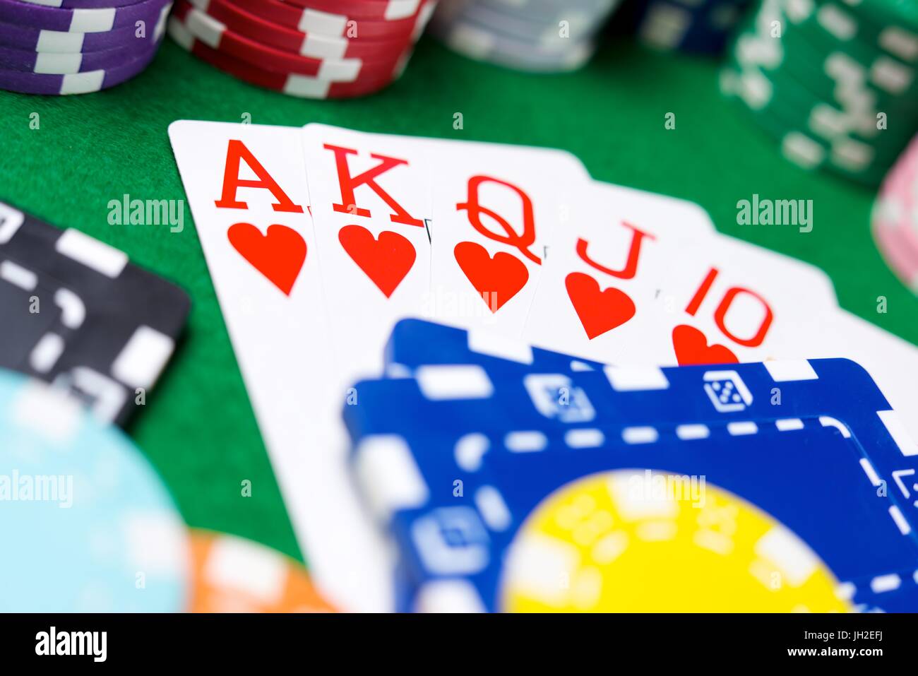view of a gaming table with green mat Stock Photo - Alamy