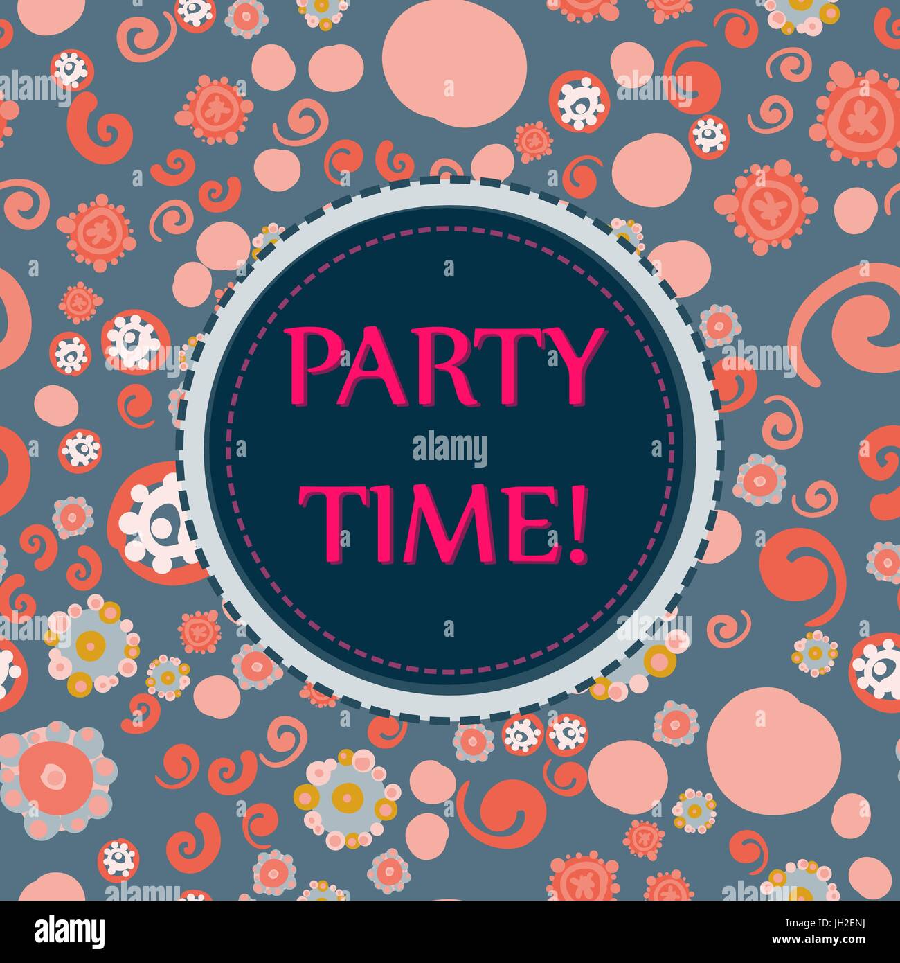 Invitation cover with round frame and seamless pattern on background of ...