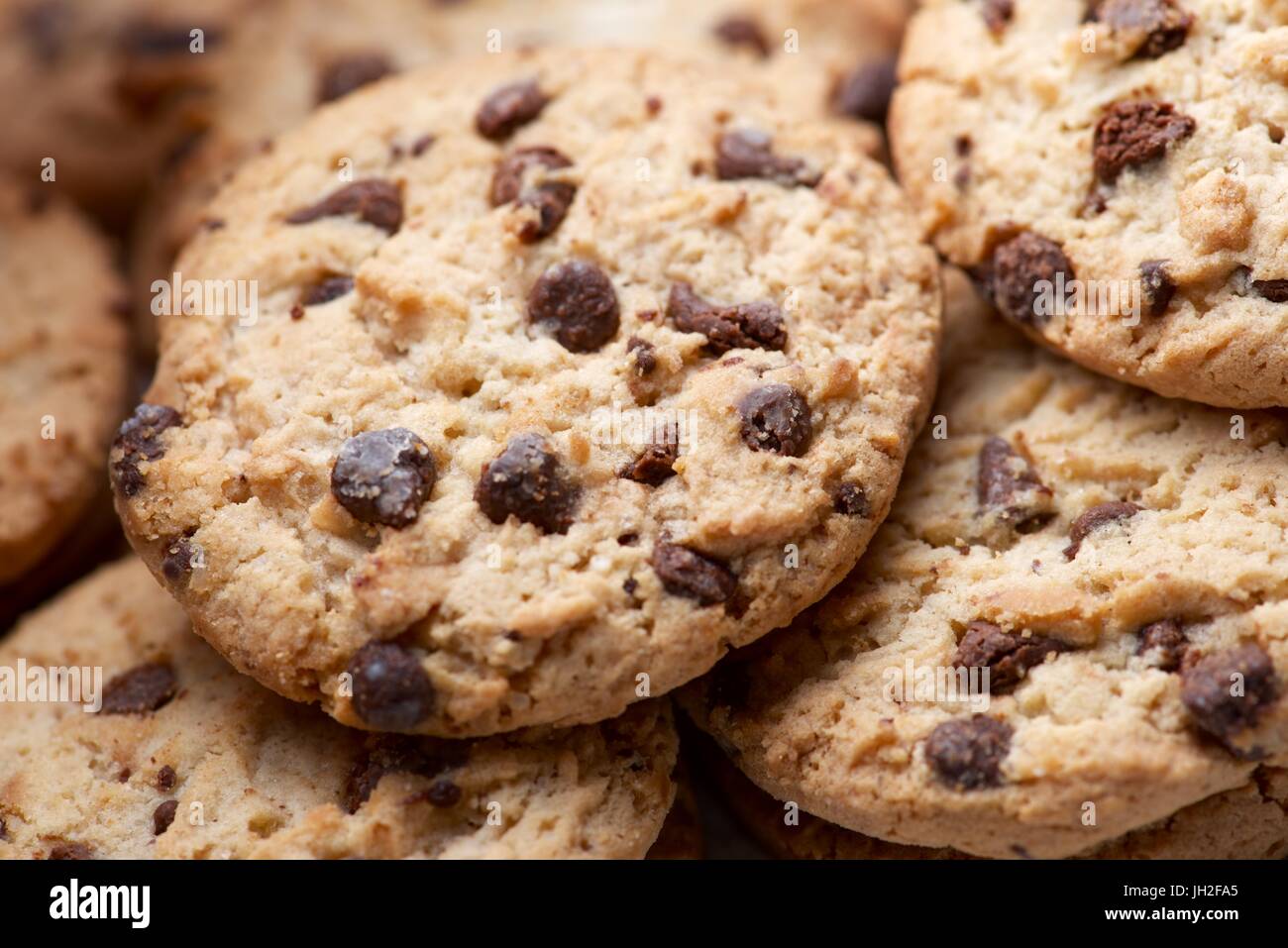 Group of chocolate chips cookies Stock Photo - Alamy